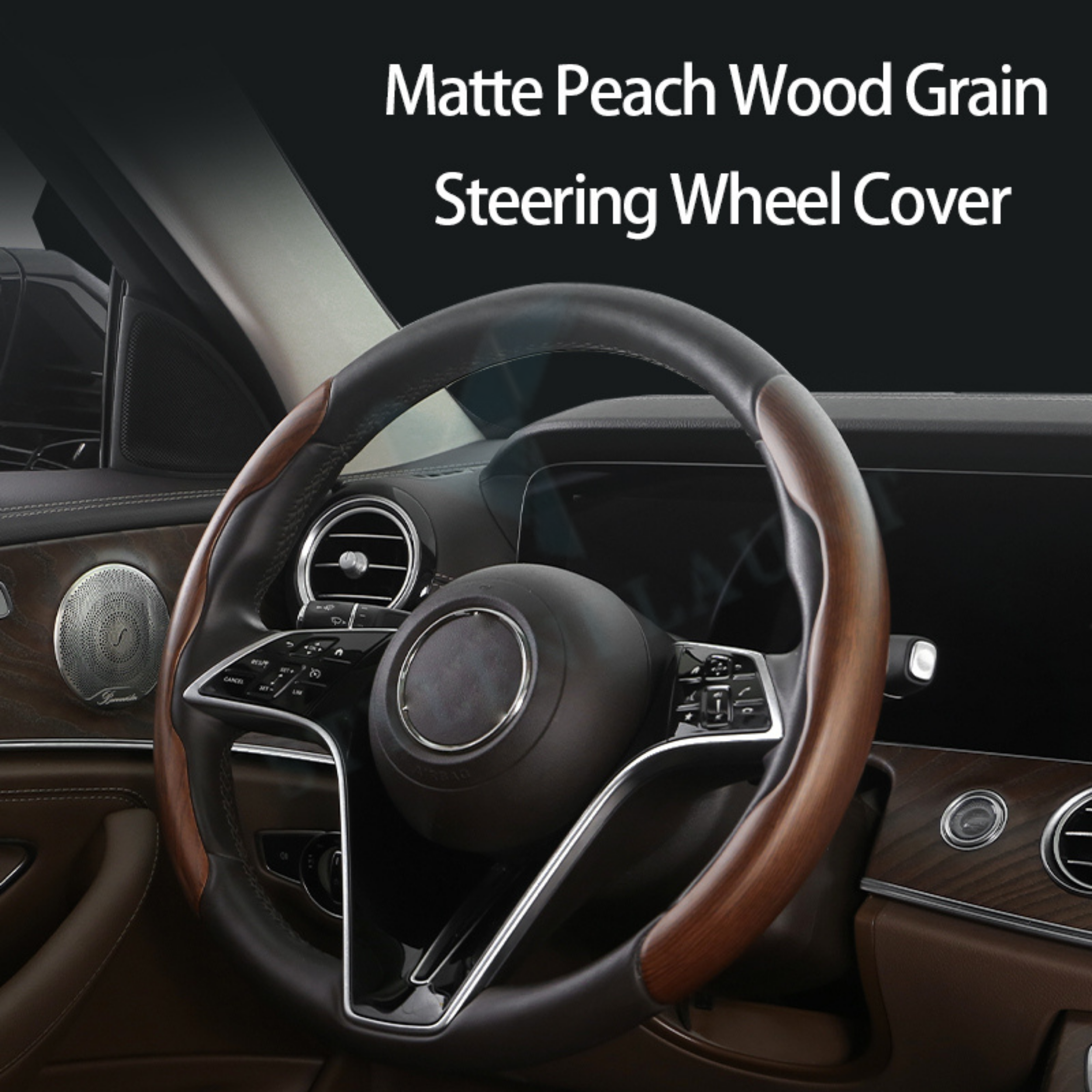 STYLENFLAUNT Universal ABS Peach Wood Matte Texture Steering Wheel Gri ...