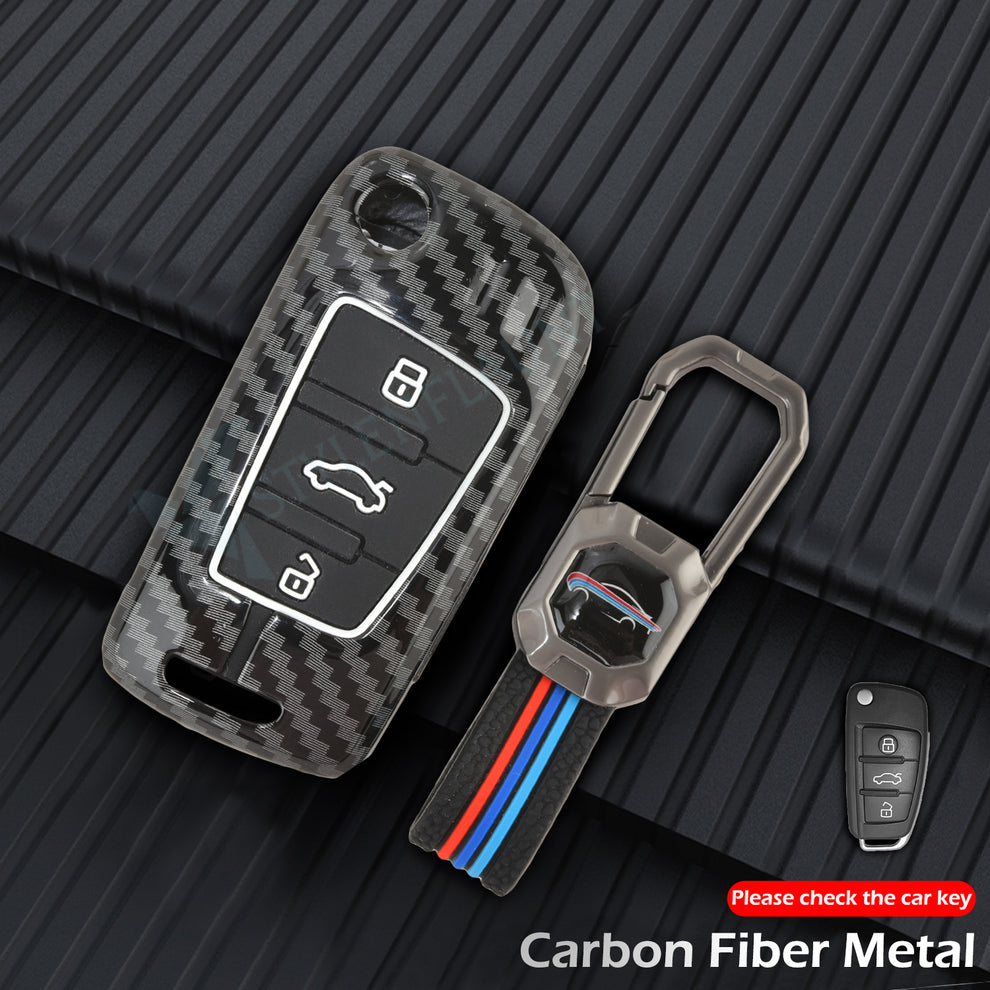AUDI Q3 FLIPKEY Luxury Premium Carbon Fiber Black Soft Silicon Car Key ...